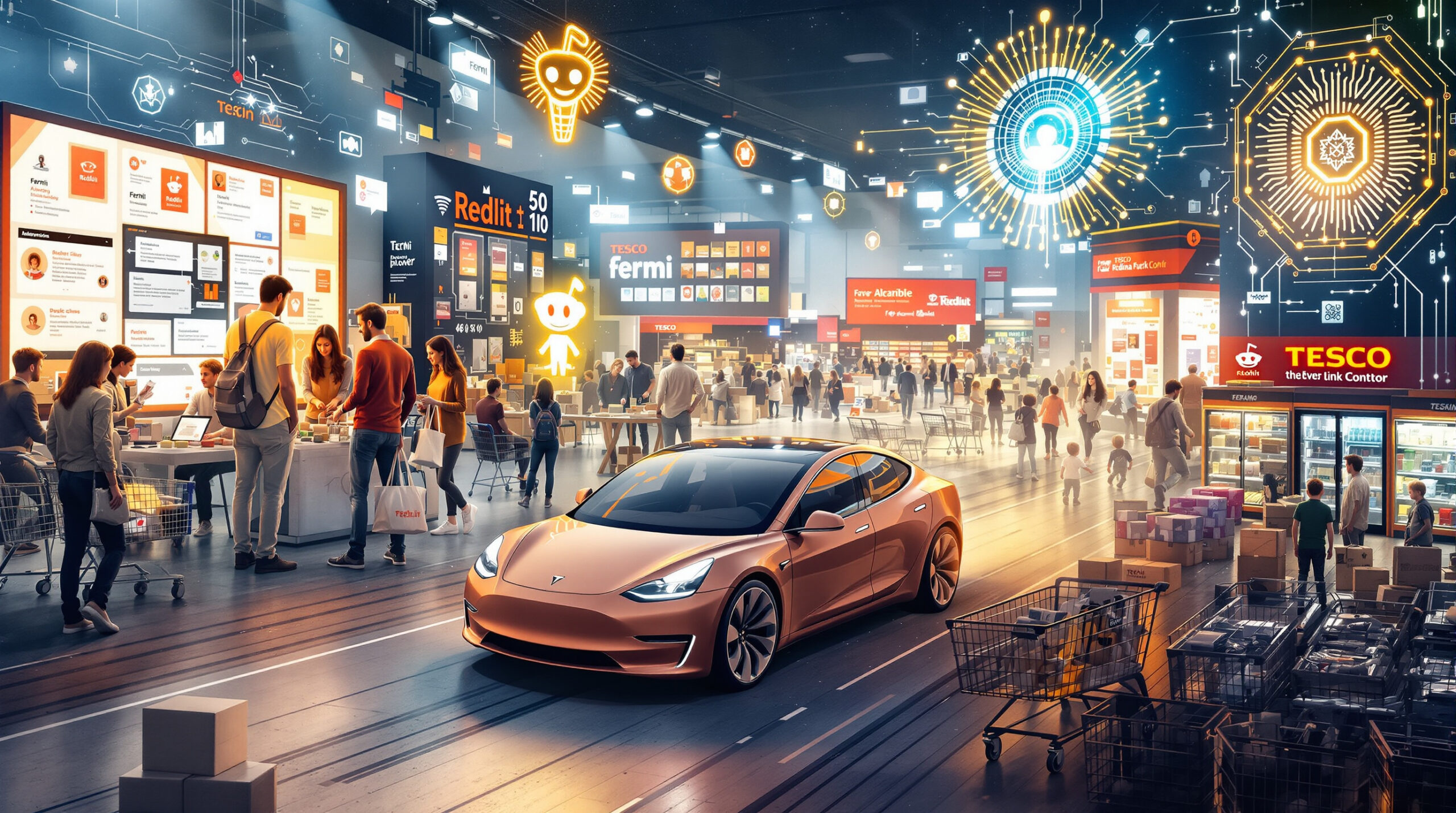 Le buzz des géants : Tesla, Reddit, Alibaba, Fermi et Tesco à la une